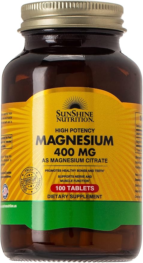 Sunshine Nutrition Chelated Magnesium 400mg - Supports Bone, Muscle ...